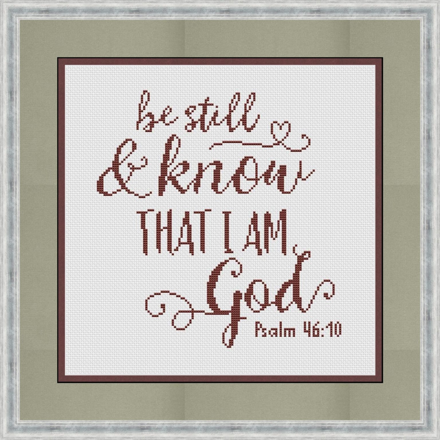 Be Still Bible Verse Cross Stitch - Psalm 46:10 Religious Pattern