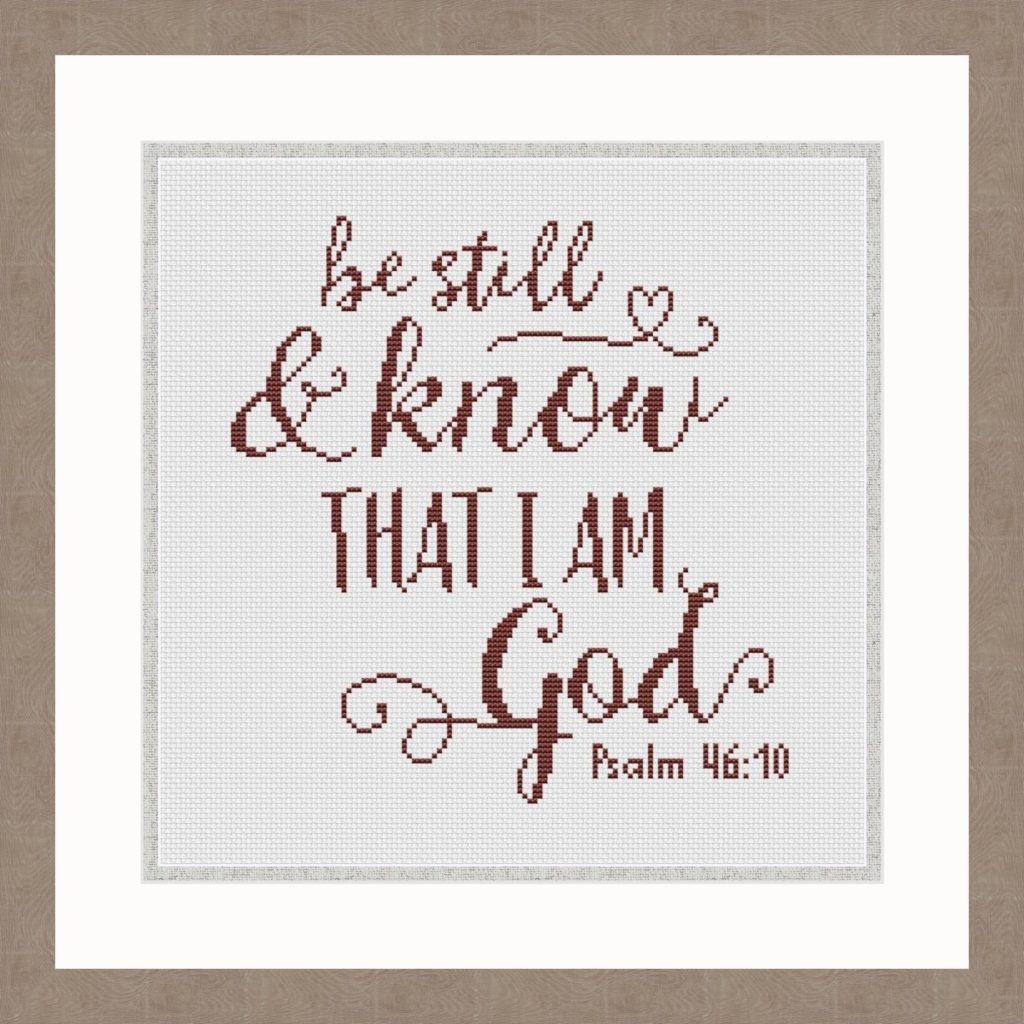 Be Still Bible Verse Cross Stitch - Psalm 46:10 Religious Pattern