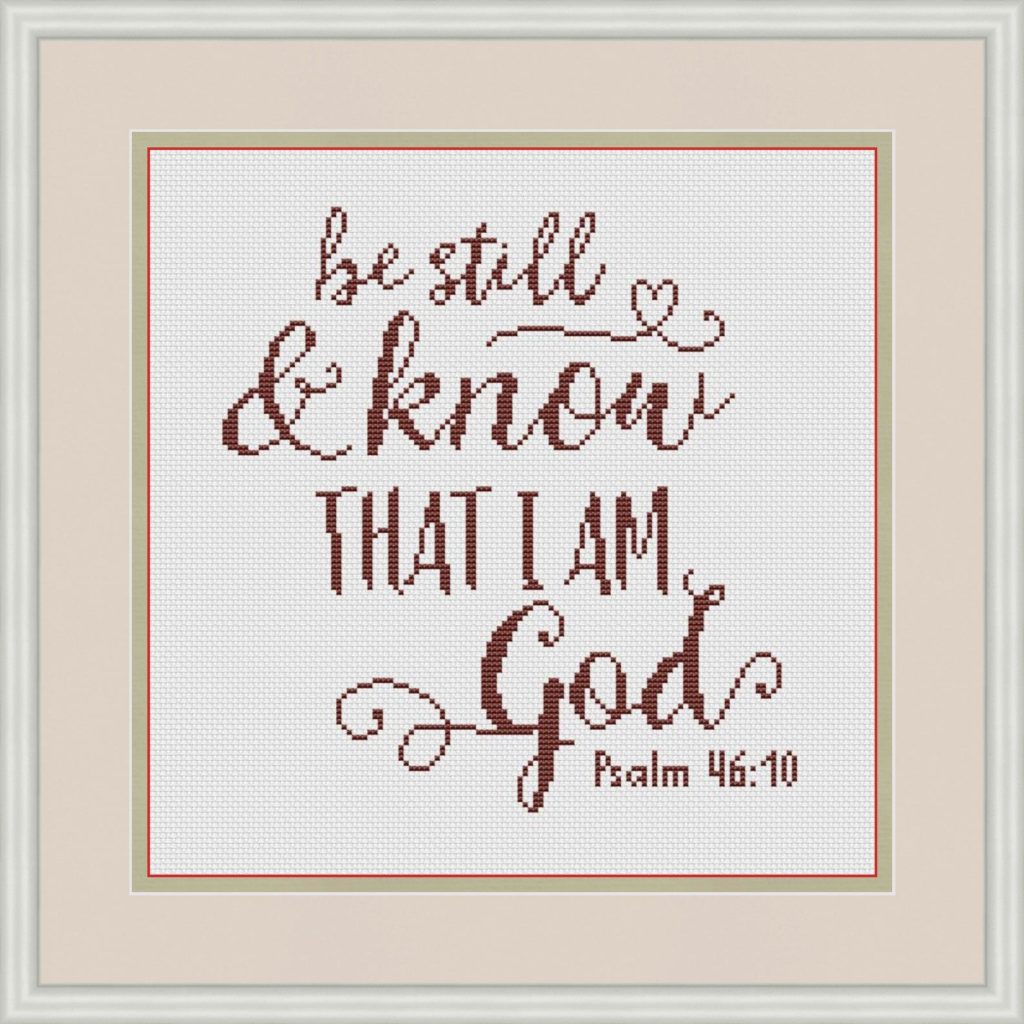 Be Still Bible Verse Cross Stitch - Psalm 46:10 Religious Pattern