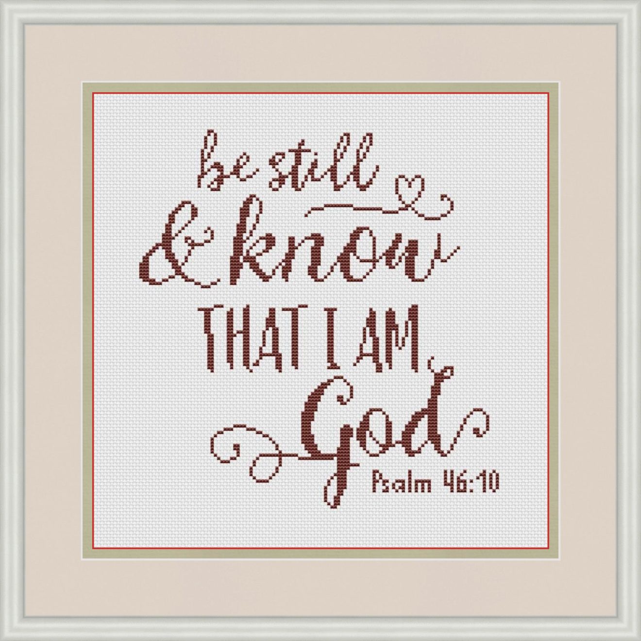 Be Still Bible Verse Cross Stitch - Psalm 46:10 Religious Pattern